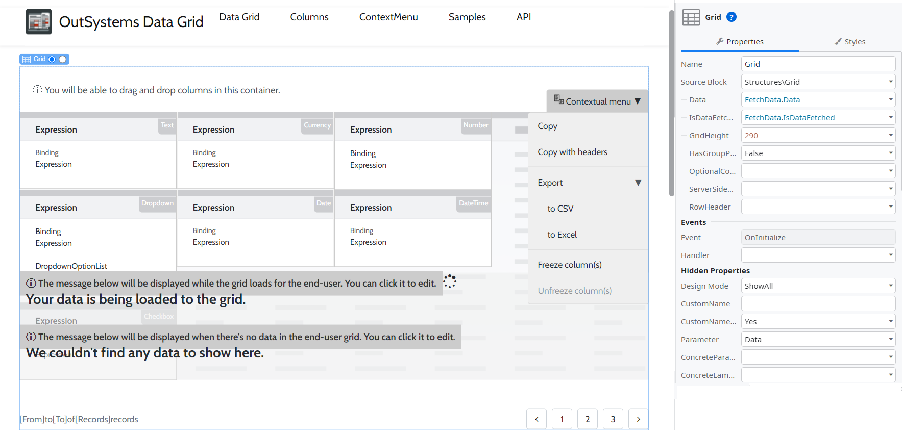 1. Start by setting up your Data Grid and populate it with the Product data.